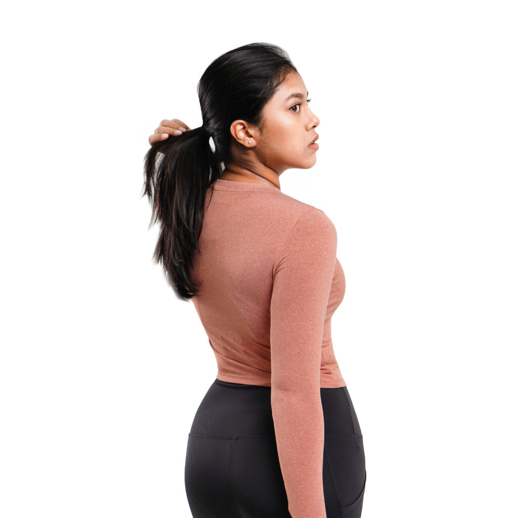 SheActive Infinity Long Sleeve Training Crop – Creamy Peach – sheactive