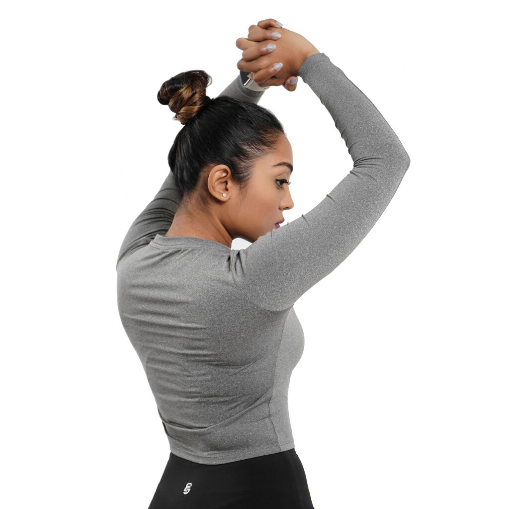 SheActive Infinity Long Sleeve Training Crop – Smokey Grey – sheactive