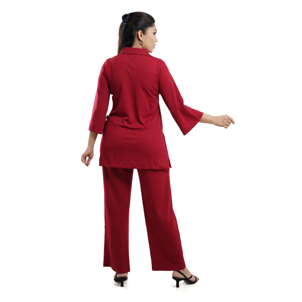 Bloom Long Collar Top – Ruby – sheactive